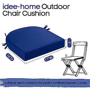 idee-home Outdoor Chair Cushions Set, Thick 3" Outdoor Seat Cushions Patio Furniture Waterproof with Ties, Dining Pads
