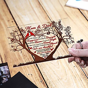 ARTSYWIX Mom & Dad Gifts from Daughter Son, To My Parents Acrylic Plaque w/ Stand, Thank You Mom & Dad Keepsake, Grateful Gift for Parents Mother-in-law, Bonus Mom Stepdad Present, Gift for Anniversary