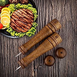 Pack of 2 Wood Pepper Grinder Set, 10 Inch Salt Mill And Pepper Grinder Set, Pepper Mill, Salt Shakers with Adjustable Ceramic Rotor - Oak Wood Pepper Grinder And Salt Mill for Your Kitchen