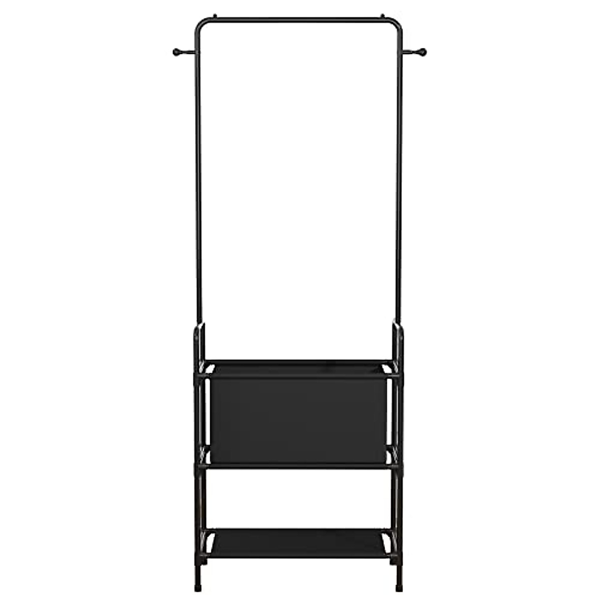 UDEAR Clothes Rack,Standard Garment Rack with Large Storage Bag,2 Non-woven Fabric Storage Shelves and 2 Hooks,Black