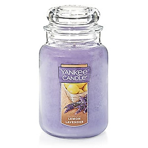 Yankee Candle Lemon Lavender Scented, Classic 22oz Large Jar Single Wick Candle, Over 110 Hours of Burn Time & Large Jar Candle Clean Cotton