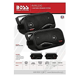 BOSS Audio Systems AVA6200 Enclosed Speaker System - 3-Way, 200 Watts Max Power Per Pair