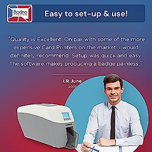 Bodno Magicard 600 Single Sided ID Card Printer & Complete Supplies Package ID Software - Silver Edition