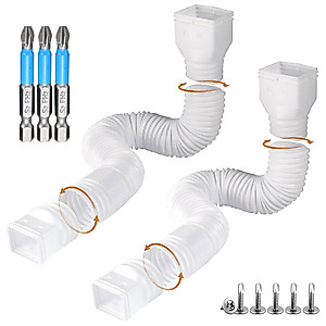 Gutter Downspout Extensions 2 pack, water gutter, Gutter Extension Flexible with Unit Bit Downspout Extension White Downspout Extender Downspout Diverter Downspout Drain Extension