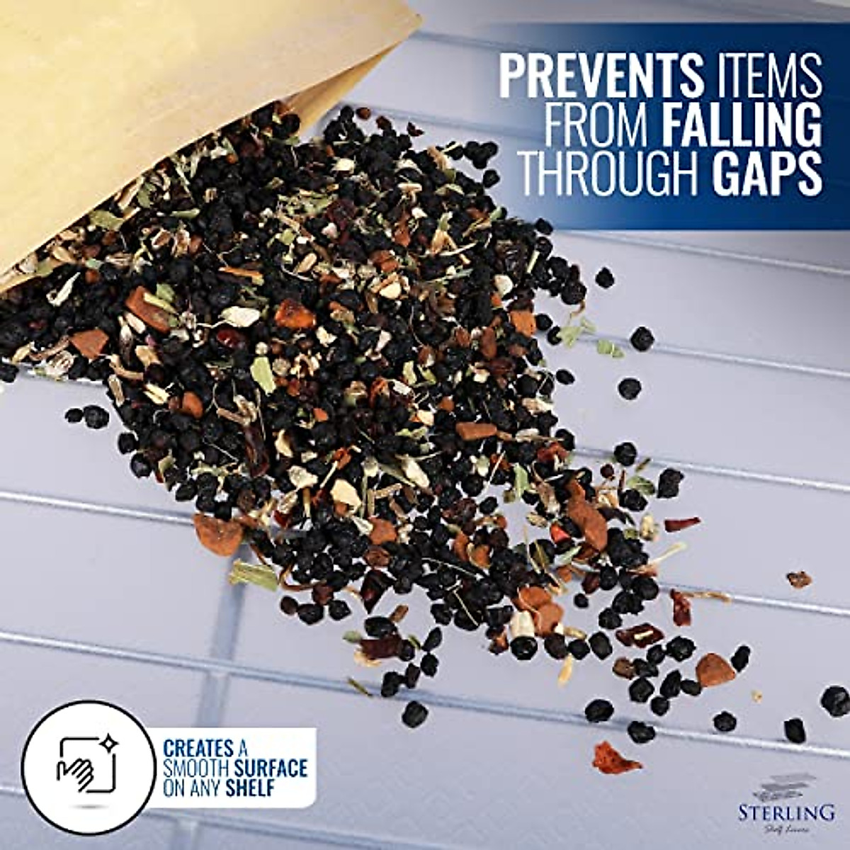 Shelf Liners for Wire Shelf System - Set of 5 in Graphite - 14 x 30 inch - Plastic Wire Shelving Shelf Mats