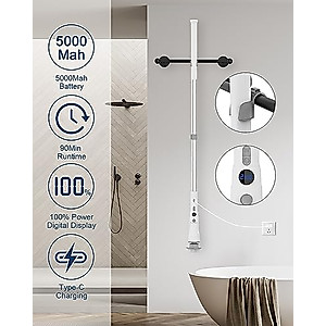 Electric Spin Scrubber, Saraily Cordless Power Scrubber Up to 420RPM, Shower Scrubber with 8 Replaceable Brush Heads and Adjustable Extension Handle for Cleaning Bathtub Tile Floor（40 inch）