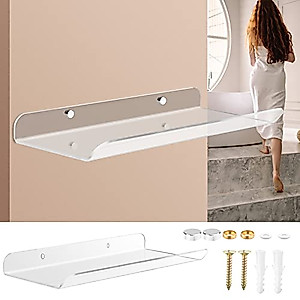 Xxerciz Acrylic Floating Shelves Wall Mounted, 15" Wall Shelves Display Organizer 5mm Thick Ledge Shelves for Kitchen, Bathroom, Bedroom, Living Room (Clear)