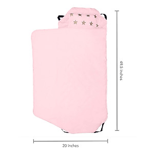 Wildkin Kids Modern Nap Mat with Reusable Pillow for Boys & Girls, Perfect for Elementary Sleeping Mat, Features Elastic Corner Straps, Soft Cotton Blend Materials Nap Mat for Kids (Stars)