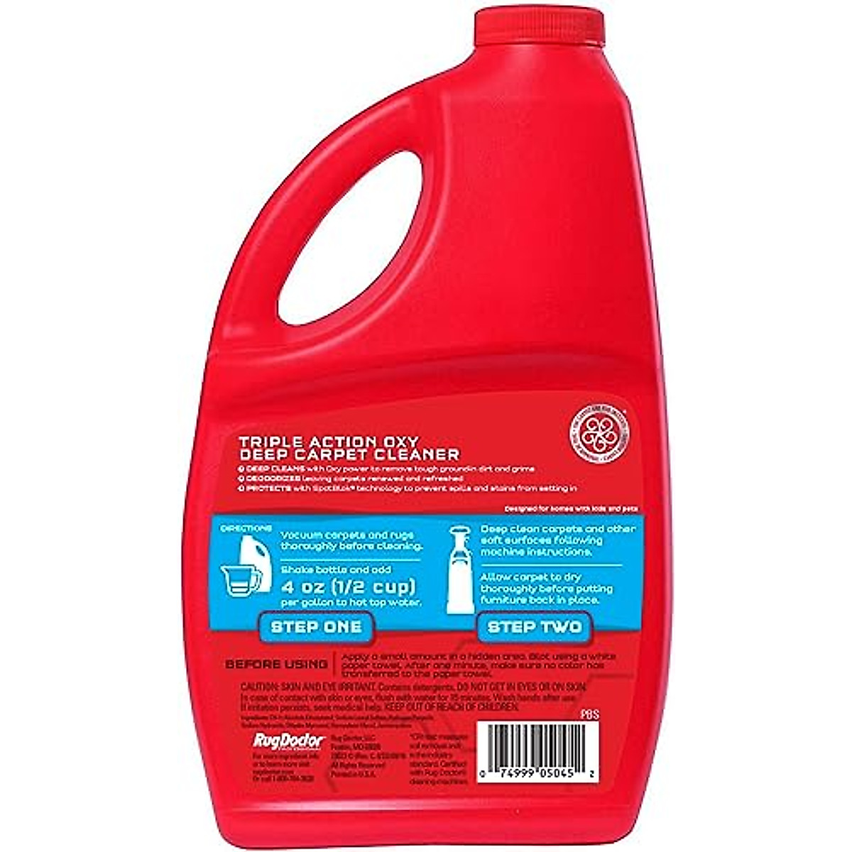 Rug Doctor Triple-Action Oxy Carpet Cleaner Deep Cleans, Deodorizes, and Refreshes Carpet & Upholstery, 96 oz, Daybreak Scent, Professional-Grade, RED