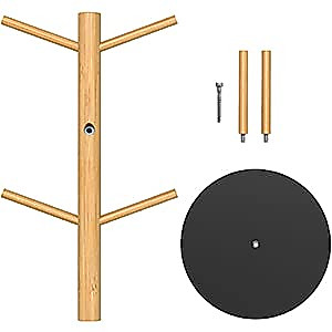 Wisuce Bamboo Mug Rack, Coffee Mug Tree, Coffee Cup Holder, Coffee Bar Accessories with 6 Hooks