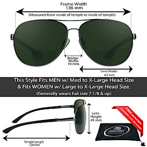 proSPORT Aviator Polarized Bifocal Sunglasses Readers +2.00 Gunmetal Frame Smoke lens Men Women. Fit Medium to Extra Large Head Sizes.