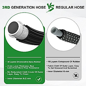 Expandable Garden Hose 50ft - New Patented Water Hose with 40 Layers of Innovative Nano Rubber - Real Leak-Proof Water Hose - 10-Function Spray Nozzle - Lightweight, Durable, Flexible (Black)