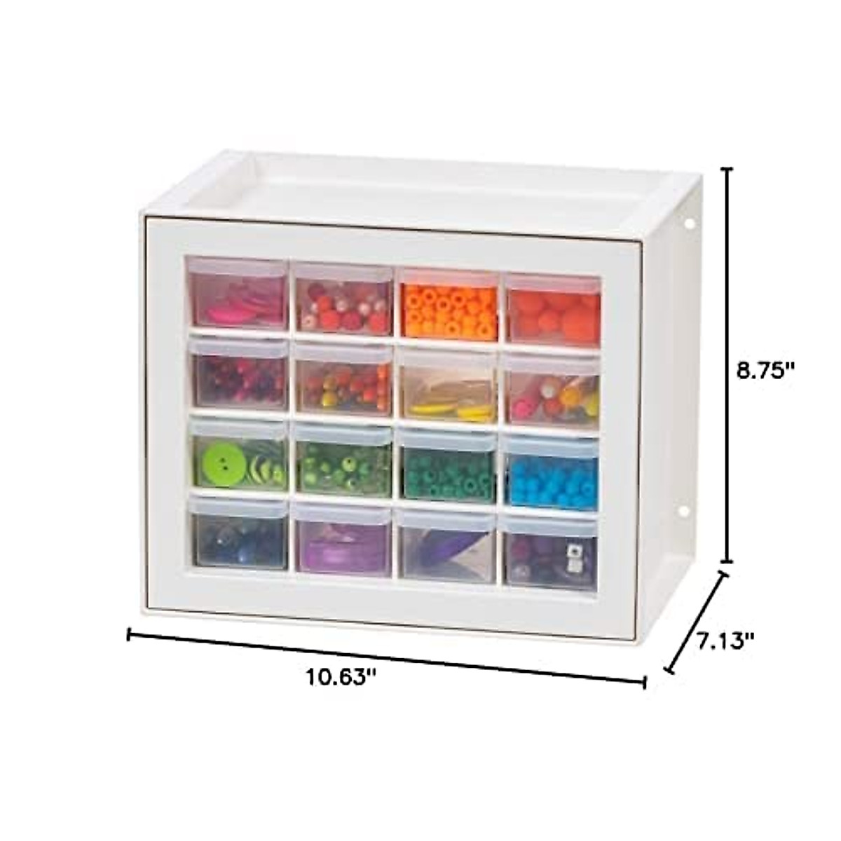 IRIS USA 16 Drawer Stackable Storage Cabinet for Hardware Crafts and Toys, 10.63-Inch W x 7-Inch D x 8.75-Inch H, White - Small Brick Organizer Utility Chest, Scrapbook Art Hobby Multiple Compartment