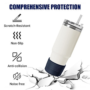 NiHome BPA-Free Silicone Tumbler Boot 2PCS, Heavy Duty Anti-Slip Cup Sleeve for Stanley Quencher H2.0 Tumblers 40 oz/30 oz, Stanley IceFlow 30 oz/20 oz, Hydroflask 12-24 oz, Deep Gray