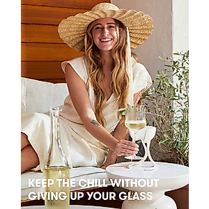 VoChill Stemmed Wine Glass Chiller | Smart & stylish | Radically cool wine tool – keeps wine perfectly chilled in your glass | Refreezable Chill Cradle actively chills (Quartz, Single VoChill)