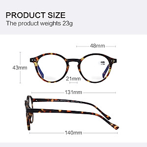 ZENOTTIC Reading Glasses Blue Light Blocking Round Glasses for Men Women Magnification 0.0 1.0 1.5 2.0 2.5 3.0 3.5