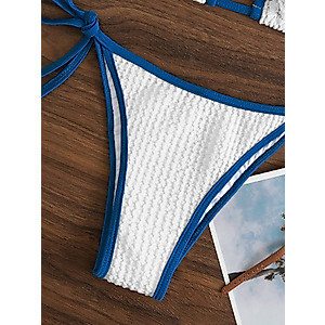 SHENHE Women's Sexy Bikini Sets Ring Triangle Tie Bathing Suits 2 Piece Swimsuits Beige S