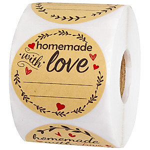 500Pcs Homemade with Love Stickers with Lines Jar Canning Labels for Baked Packaging Cookie Bags Roll 2”