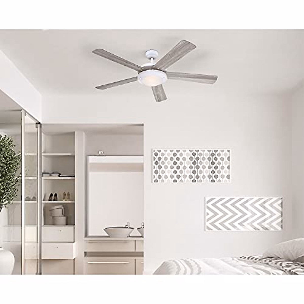 Westinghouse 7305500 Comet LED Ceiling Fan, 52 Inch, White, Frosted Glass
