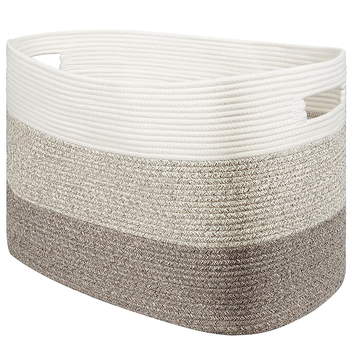 AROPEME XXXXL Large Storage Basket for Organizing, 25"x13"x16" Laundry Basket, Cotton Rope Basket, Blanket Basket Living Room, Woven Toy Basket for Baby, Nursery Storage Bin, Gradient Brown