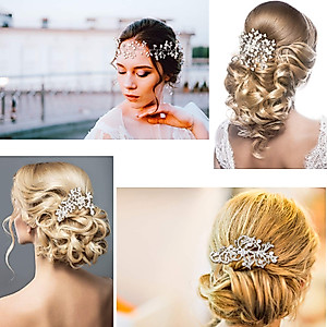 44 Pieces Wedding Hair Accessories: Faux Pearl Crystal Comb Clips, U-shaped Flower Rhinestone Pearl Hair Clips for Bride and Bridesmaids (Classic Style)