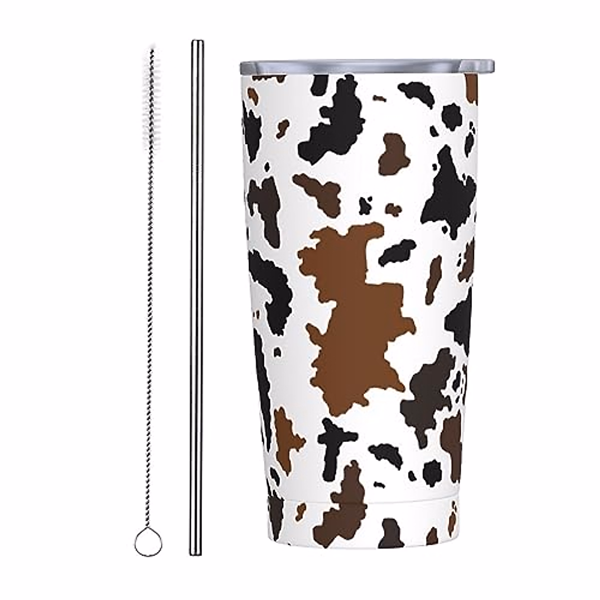 Kaireno Cow Print Tumbler Abstract Cows Stainless Steel Insulated Tumblers with Lid Straw Reusable Animal Skin Coffee Travel Mug Tea Drinking Water Wine Smoothie Cups Gifts for Women 20 Oz