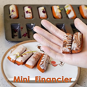 Elesinsoz 2 Pcs 12 Cup Twinkies Pan, 11.8x7.9x0.7 inch Financier Baking Pan Non-stick Mini Bread Pan, Bakeware for Oven Baking Mini Bars, Granola Bar Cornbread(Black)