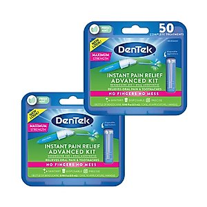 DenTek Instant Oral Pain Relief Maximum Strength Kit for Toothaches | 50-Count per pack | 2-Pack