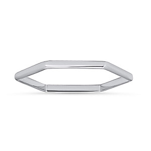 Rhodium Plated Sterling Silver Dainty Thin Hexagon Ring Band