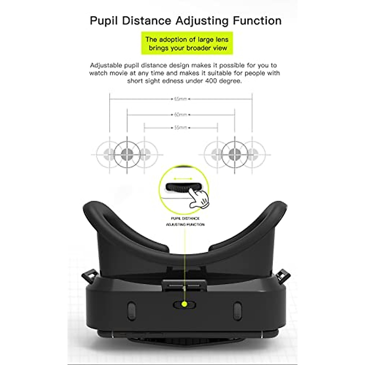 VR SHINECON Virtual Reality VR Headset 3D Glasses VR Goggles for TV, Movies & Video Games, Compatibale iOS & Android Smartphone Within 4.7-7 inch Screen, Black