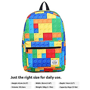 HotStyle TRENDYMAX School Backpack for Boys, Durable Elementary Bookbag Cute for Kids, Colorful Blocks