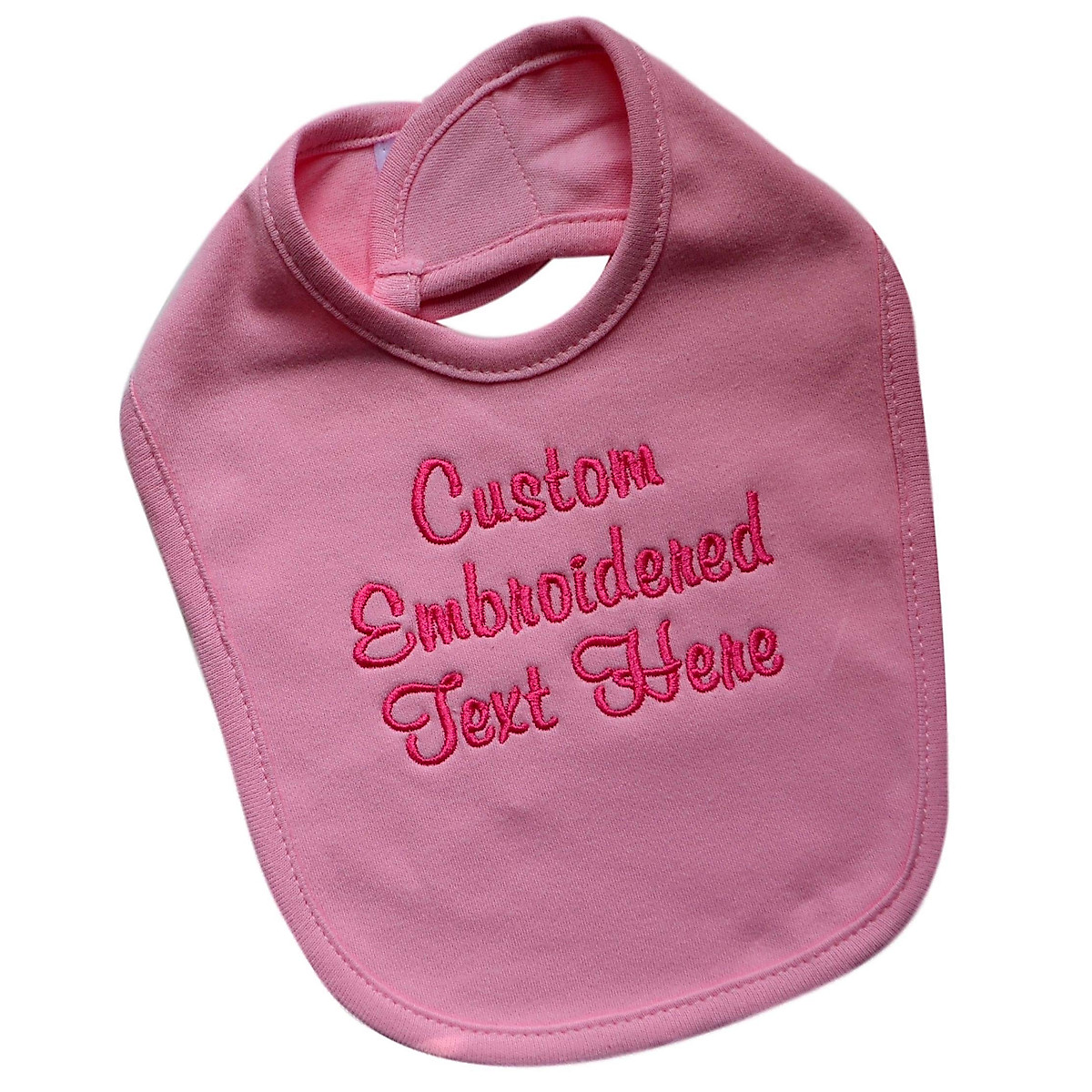 Funny Girl Designs Personalized Baby Bib EMBROIDERED with Your Custom Text and Color 100% Cotton Unisex (GRAY BIB)