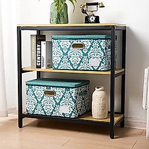 PRANDOM Large Collapsible Storage Bins with Lids [3-Pack] Fabric Foldable Storage Boxes Organizer Containers Baskets Cube with Cover for Home Bedroom Closet Office Nursery (17.3x11.8x10.4)