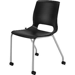 HON MG101ON Motivate Seating 4-Leg Stacking Chair, Onyx/Platinum, 2/Carton
