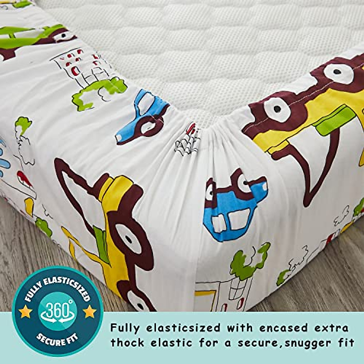 Brandream 6Piece Boys Crib Bedding Set Baby Vehicle Nursery Bedding with Car Trucks