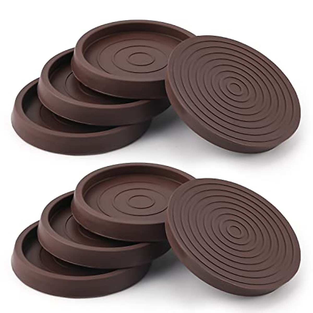 8PCS Non Slip Furniture Pads, 2.5inch/6.4cm Round Furniture Coasters Bed Stoppers Rubber Furniture Feet Silicone Chair Leg Protectors for Bed, Cabinet, Sofa, Chair, Table, Piano (Brown)