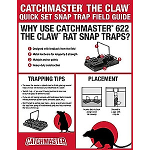 Catchmaster The Claw Quick Set Rat Snap Trap 6-Pk, Mouse Traps Indoor for Home, Reusable Rodent Killer for House, Outdoor Critter Catcher, Eco Friendly Pest Control for Garage, Basement, & Kitchen