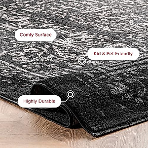 nuLOOM Arlena Vintage Traditional Area Rug - 5x8 Area Rug Modern/Contemporary Black/Grey Rugs for Living Room Bedroom Dining Room Kitchen