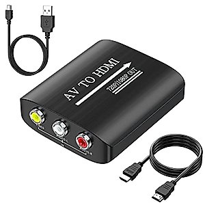 GINGIN RCA to HDMI,AV to HDMI Converter,Composite to HDMI Converter Compatible with WII,PS One,PS2,PS3,STB,Xbox,VHS,VCR,Blue-Ray DVD,with 3.3ft HDMI Cable