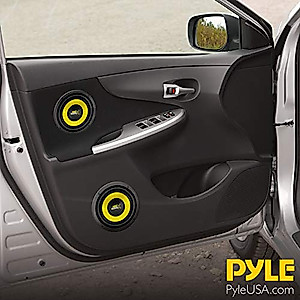 Pyle Car Mid Bass Speaker System - Pro 5 Inch 200 Watt 4 Ohm Auto Mid-Bass Component Poly Woofer Audio Sound Speakers For Car Stereo w/ 30 Oz Magnet Structure, 2.2” Mount Depth Fits OEM - PLG54 Yellow