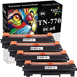 ColorPrint Compatible TN-770 Toner Cartridge High Yield Replacement for Brother TN770 TN 770 TN760 TN730 Used for HL-L2370DW HL-L2370DWXL MFC-L2750DW MFC-L2750DWXL HL L2370DW Printer (4-Pack, Black)