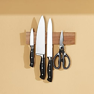 VEVOR Magnetic Knife Holder 10", Enhanced Strong Magnet, No Drilling Knife Strips Organizer for Wall, Multifunctional Storage Acacia Wood Knives Rack Kitchen Bar Knives Christmas Crafts Xmas Gift