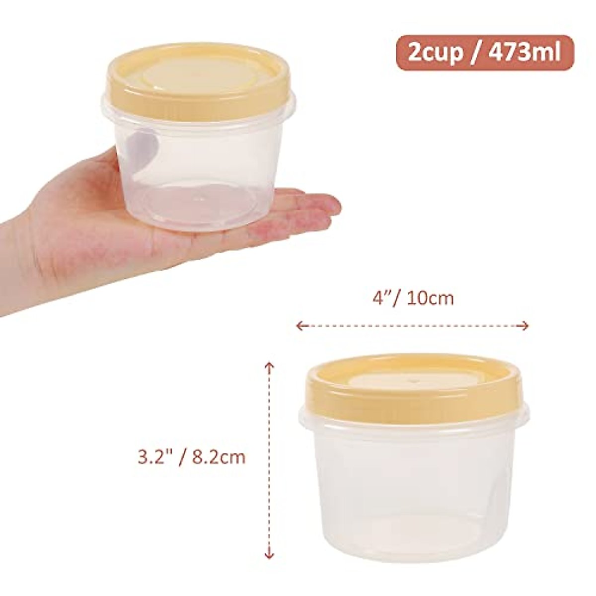 Twist Top Deli Containers 16 Oz, 15 Pack Screw Top Containers for Food Storage with Twist Lock Seal Lid, Stackable Reusable Round Twist Cap Plastic Container for Food Soup, Yellow/Green/Red Ocher