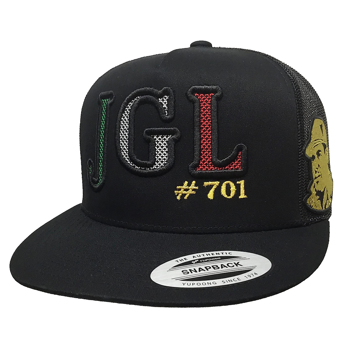 México JGL black el Chapo Guzman 2 Logos hat Black mesh SnapBack