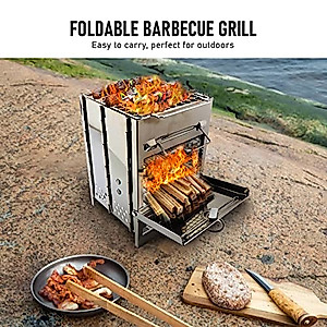 MengK Wood Stove Steel Foldable Mini Charcoal Grill Lightweight Barbecue Grill for Camping Garden Outdoor Picnic