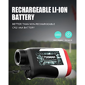 Golf Rangefinder 800Yds Laser Range Finder 6X Flagpole Lock Pin Vibration Slope Compensation Golfing Distance Finder Continuous Scan Speed Measure Rechargeable Yardage Rangefinders