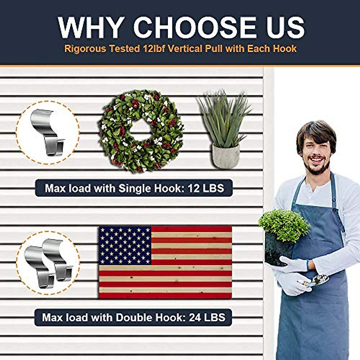 Booda Brand Siding Hooks (50 Pack), Heavy Duty Stainless Steel Vinyl Siding Hangers, Low Profile No Hole Siding Clips for Hanging Lights Wreath Decorations Outdoor