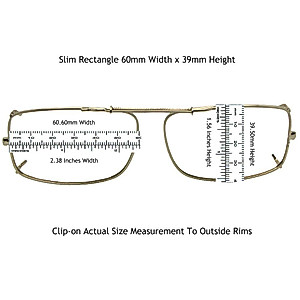 Slim Rectangle NON Polarized Yellow Lens Clip On Sunglasses (Pewter-NON Polarized Yellow Lens, 54mm Width x 33mm Height)