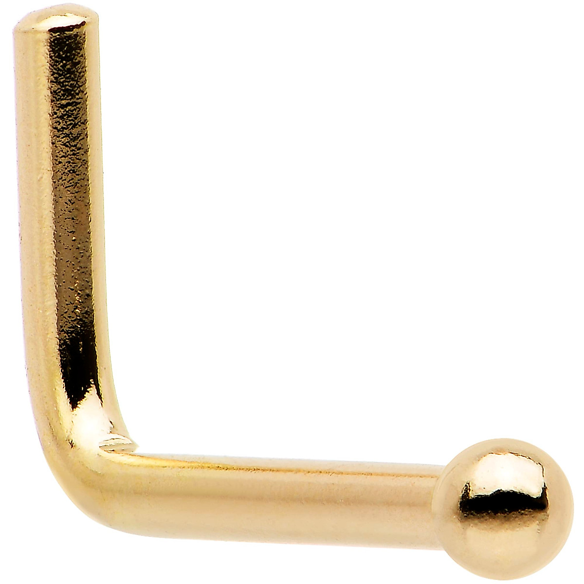 Body Candy 18 Gauge 14k Yellow Gold 1.5mm Ball L-Shaped Nose Ring