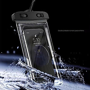 MOMODEER Universal Waterproof Case Cellphone Dry Bag, Universal Float Waterproof Case Underwater Dry Bag for Beach Swimming Kayak -2 Pack, Black